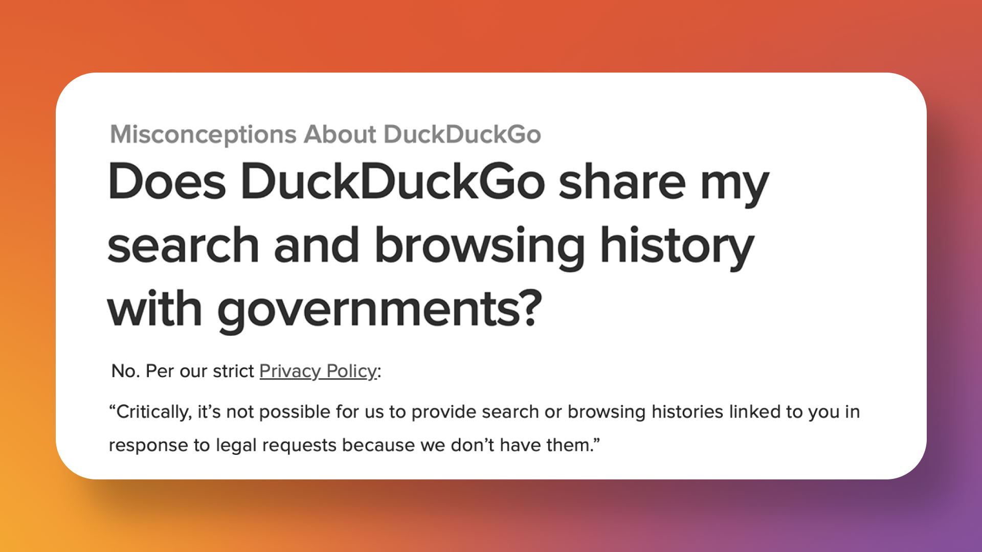 Does DuckDuckGo share my search and browsing history with governments ...